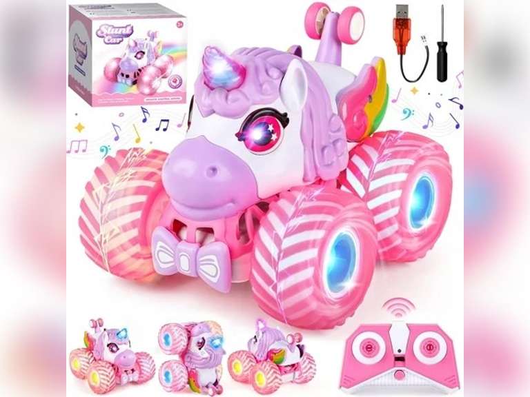 Hot Bee Unicorn Remote Control Car for Girls 3-8, Rechargeable RC Toy w ...