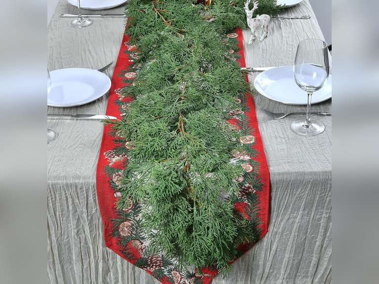 6.3FT Christmas Garland Real Touch Artificial Cedar Cypress Greenery ...