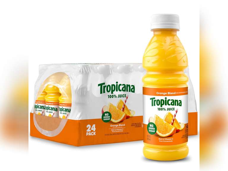 Tropicana 100% Juice Orange Blend, Single Serve, 10 fl oz Bottles (Pack ...