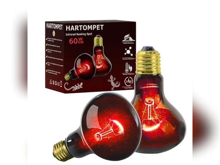 HARTOMPET Infrared Heat Lamp Bulbs 60W E26,Red Basking Spot Light Bulb ...