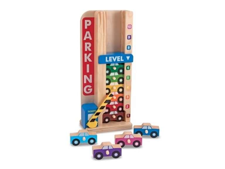 Melissa & Doug Stack & ct Wooden Parking Garage With 10 Cars 15 ...