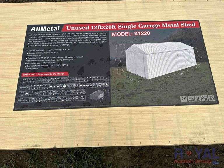 2024 AllMetal K1220 12ft X 20ft Single Garage Metal Shed - Royal ...