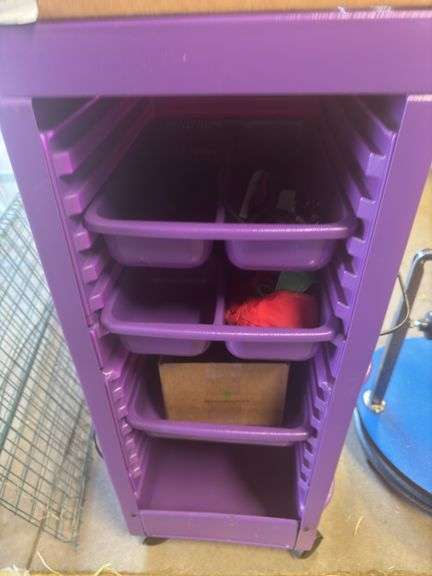 Purple Grooming Cart w/ Clippers & Supplies - Rogers Community Auction Inc.