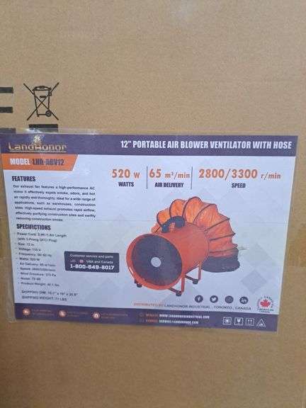Land Honor Portable Air Blower Ventilator With Hose - Rogers Community ...