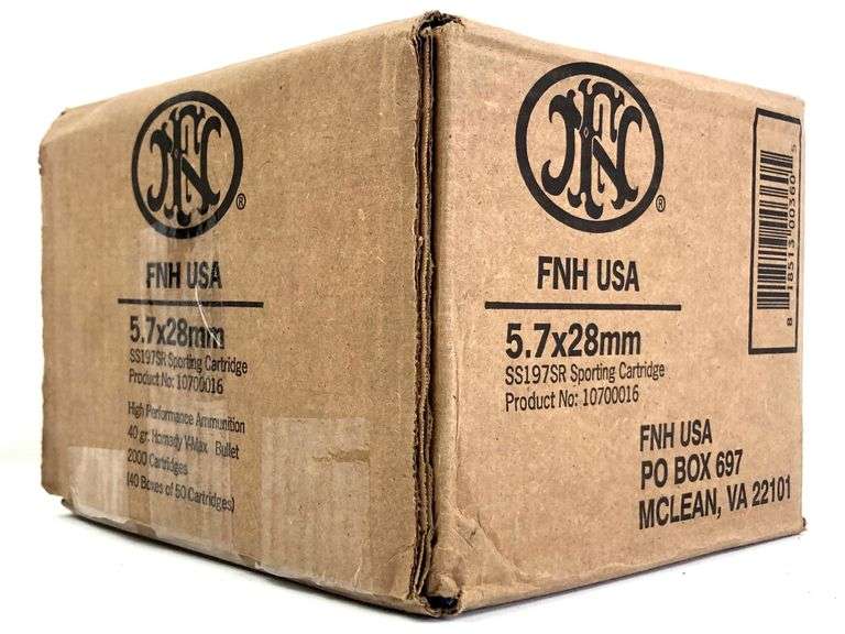 1 Case 2000rds FN SS197SR 5.7 x 28 40Gr V-Max Ammo - RES Auction Services