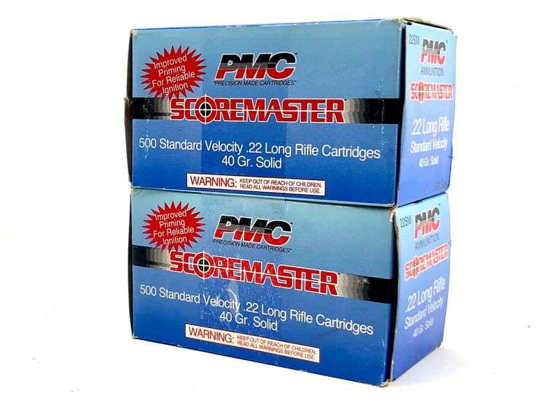 1000rds PMC Scoremaster, 22LR, 40GR, solid ammo - RES Auction Services