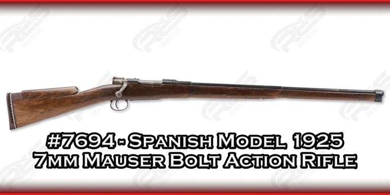 Spanish Model 1925 7mm Mauser Bolt Action Rifle - RES Auction Services