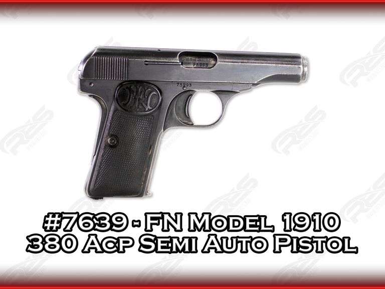 FN Model 1910 380 Acp Semi Auto Pistol - RES Auction Services
