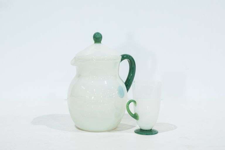 Fry Glass (Rochester, PA) Lemonade set, Foval with jade foot ca 1927 ...