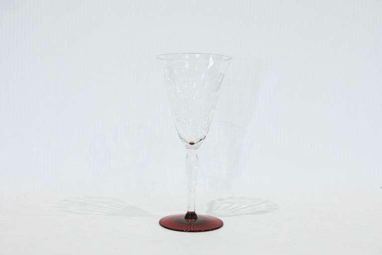 Weston/Morgantown ; wheel cut floral pattern goblets on ruby base, ca ...