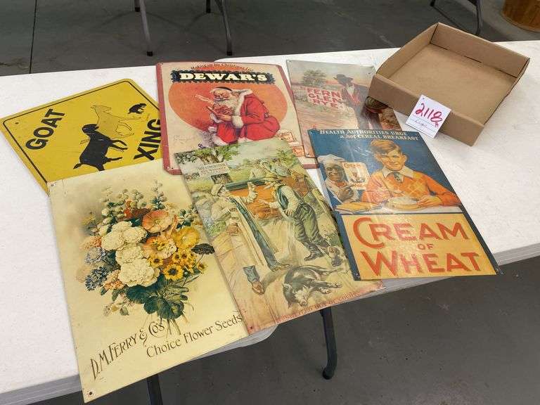 (6) Tin Advertising Signs - RES Auction Services