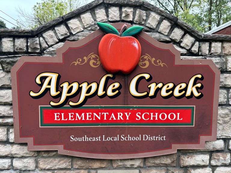 Apple Creek Elementary School Wood Sign - RES Auction Services