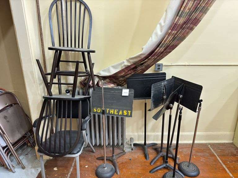 Misc. Lot of Music Stands - Mick Stands - Chairs - RES Auction Services