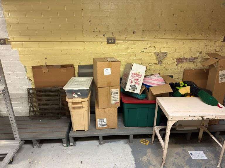 Misc. Lot - Table - Stuffed Animals - Plastic Containers - RES Auction Services