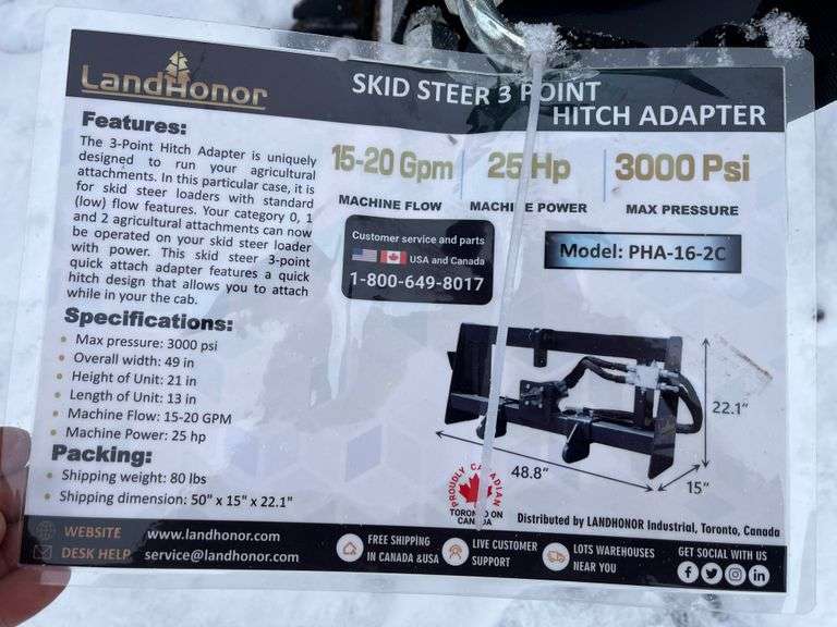 Landhonor 3pt Hitch Adapter - RES Auction Services