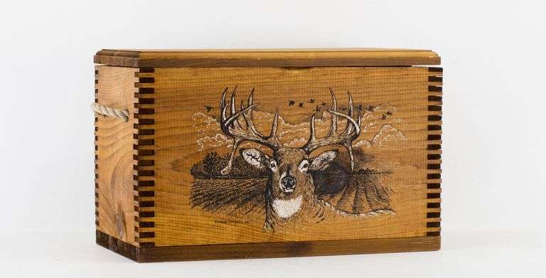 Decorative Whitetail Deer Wooden Crate - RES Auction Services