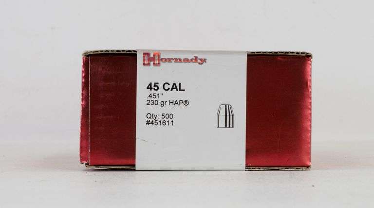 500pcs Hornady 45 Caliber .451 230gr FMJ Ammo - RES Auction Services