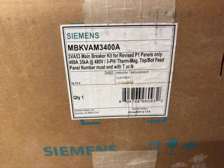 Siemens Main Breaker Kit 400A/480V - RES Auction Services