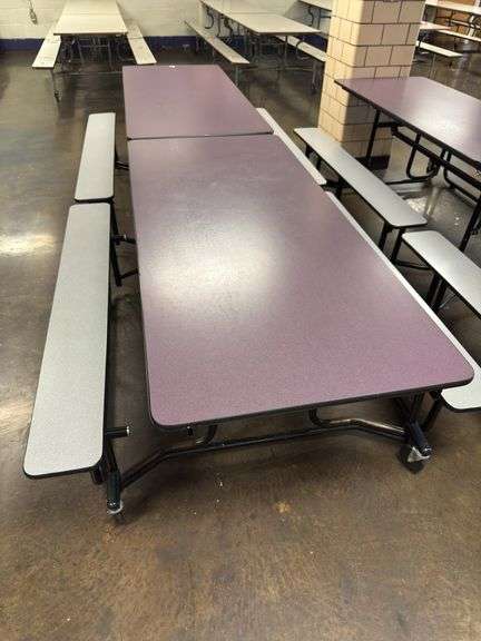 (4) Purple & gray Folding Cafeteria Tables - RES Auction Services