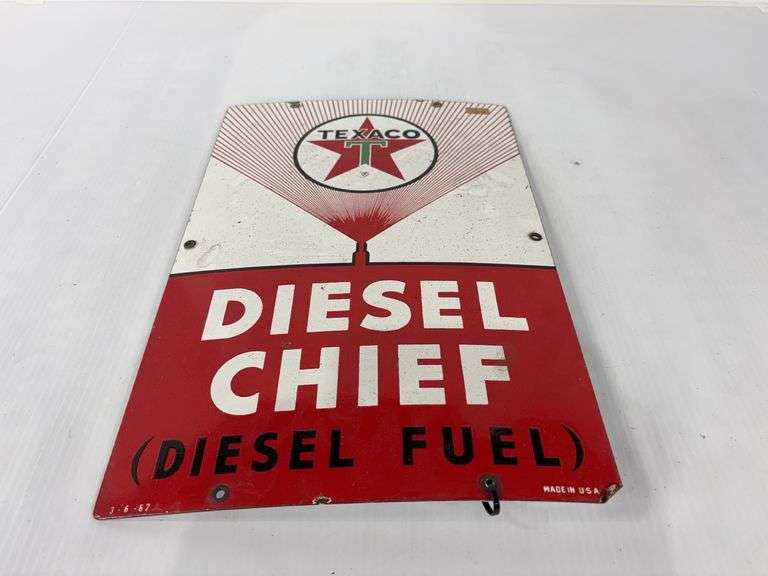 Texaco Diesel Chief 12" X 18" Porcelain Sign - RES Auction Services