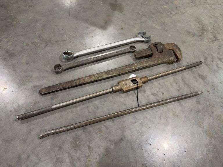 Pipe Wrench, Pry Bar, 1 5/8" Box End Wrench, & Adjustable Tap Wrench ...