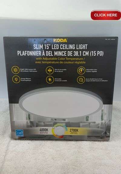 Koda slim 15” led ceiling light - Rideau Auctions