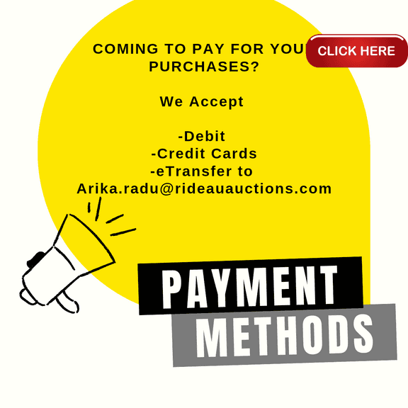 PAYMENT OPTIONS - DEBT, CREDIT CARD, E-TRANSFER - Rideau Auctions