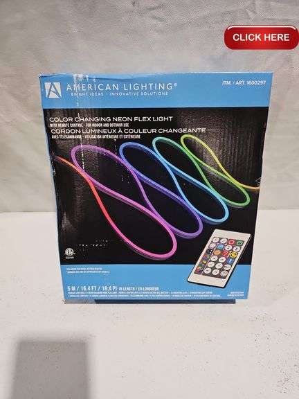 Color changing neon flex light 16' - Rideau Auctions
