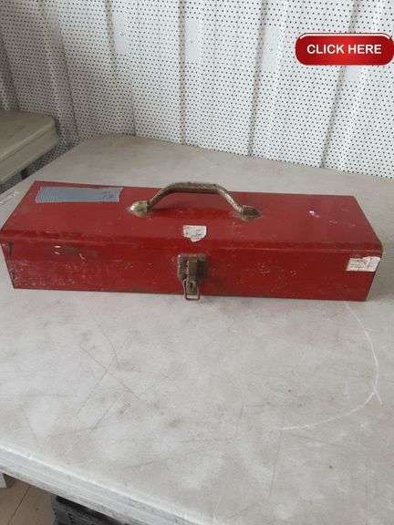 Small red tool box with tools - Rideau Auctions