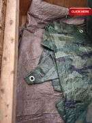 Wooden box & camo tarps and burlap - Rideau Auctions