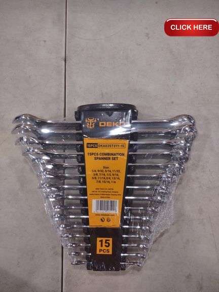 Deko 15pc combination spanner wrench set - standard - Rideau Auctions
