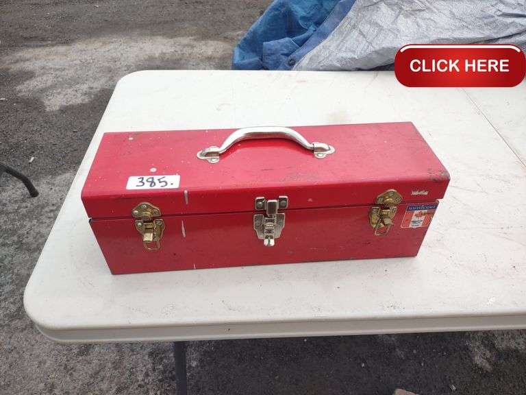 MasterCraft red tool box and accessory's inside - Rideau Auctions