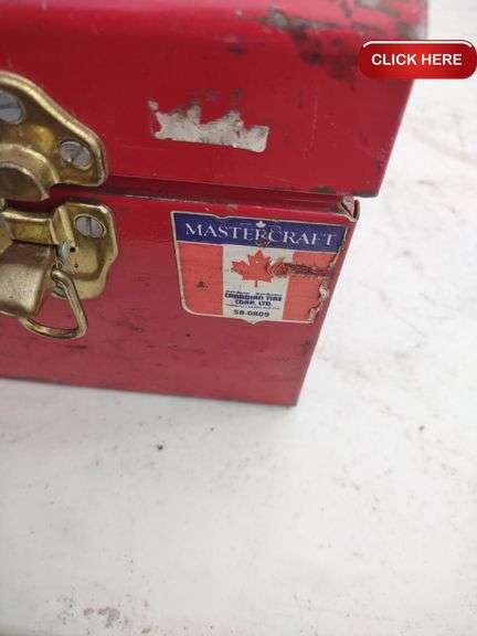 MasterCraft red tool box and accessory's inside - Rideau Auctions
