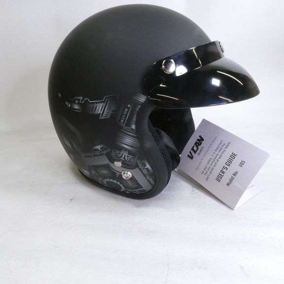 V85 VCAN Sports Motorcycle Helmet (L) Black/Red Skull - Rio Grande Trade