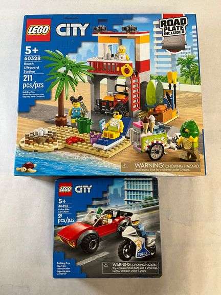 LEGO CITY 60328 Beach Lifeguard Station & LEGO CITY 60392 Police Bike ...