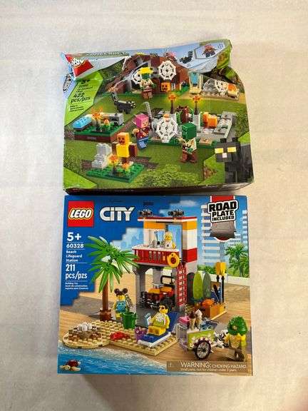 LEGO CITY 60328 Beach Lifeguard Station & LEGO Minecraft 21190 - Rio ...