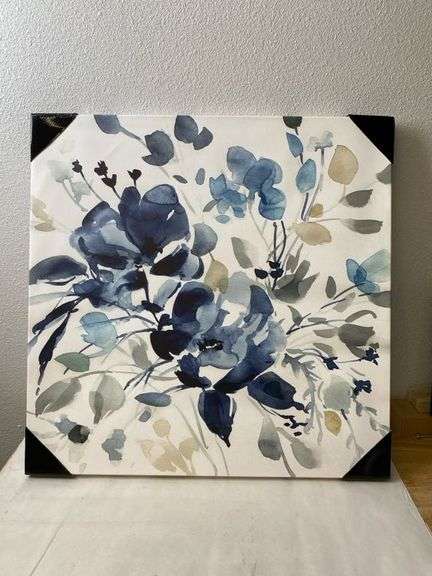 32x32" Blue Flower Painting New - Rio Grande Trade