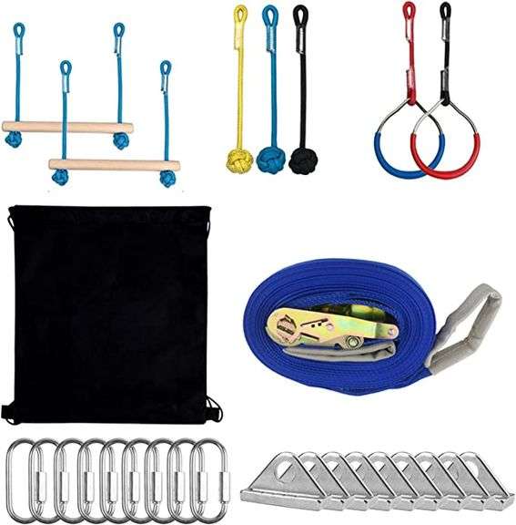 Sunnyglade 40FT Outdoor Ninja Obstacle Course Kit for Kids - Rio Grande ...