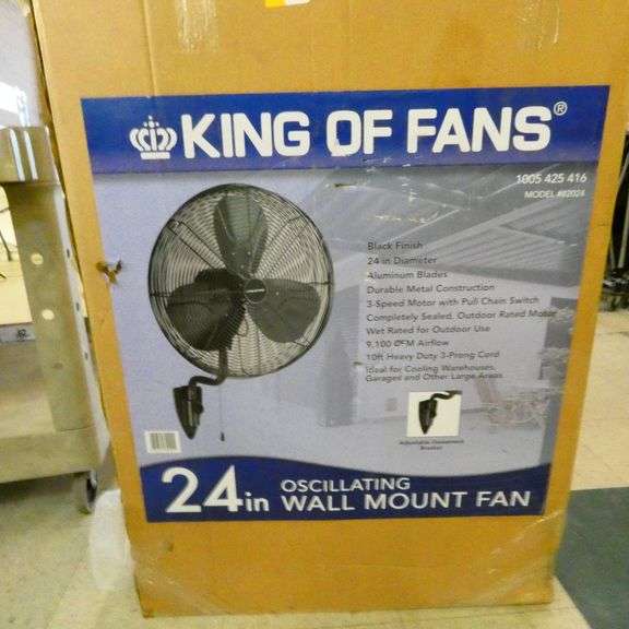King of Fans 24" Oscillating Wall Mount Fan (Heavy/Oversized) - Rio ...