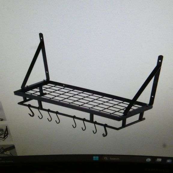 Wall Mounted Kitchen Pot Rack Floating Shelves, Black, New! - Rio ...
