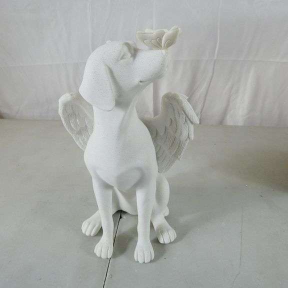 12" Angel Dog Statue, Starry Sky White - Rio Grande Trade