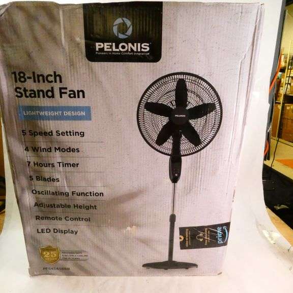 PELONIS 18 inch 5-Blade Oscillating Adjustable Standing Pedestal Fan ...