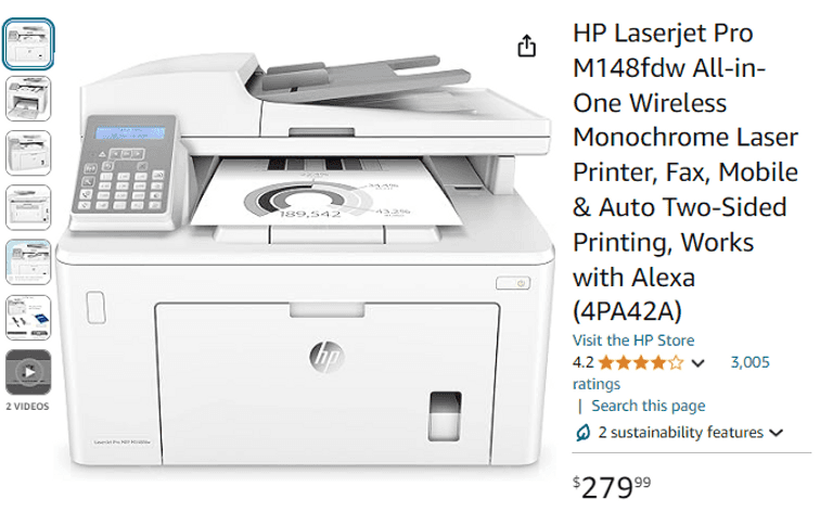 HP Laserjet Pro M148fdw All-in-One Wireless Monochrome Laser Printer ...