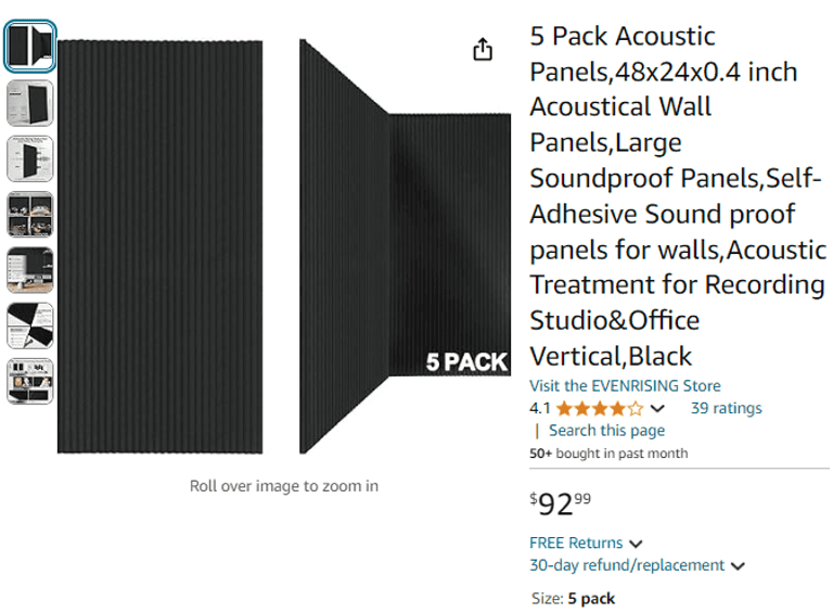 5 Pack Acoustic Panels,48x24x0.4 inch Acoustical Wall Panels, Like New ...