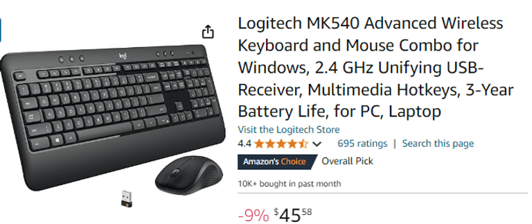 Logitech Wireless Keyboad And Mouse Advanced Combo Like New Rio Grande 1480