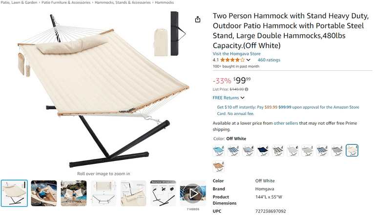 Hongova Two Person Hamock, Like New - Rio Grande Trade