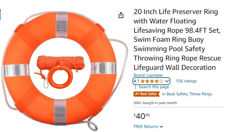 Pool Lifesaver Ring, Like New - Rio Grande Trade