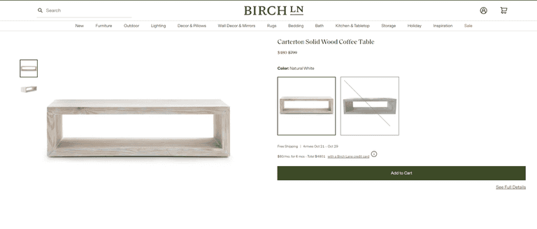 Birch Lane Carterton Solid Wood Coffee Table, Like New - Rio Grande Trade