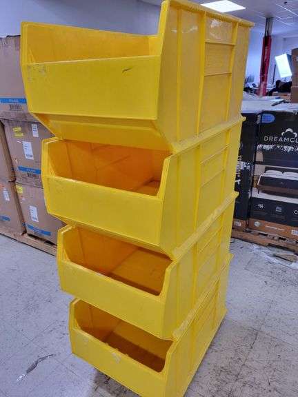 36 in. Quantum 65 Gal. Stackable Storage Totes in Yellow (4-Pack ...