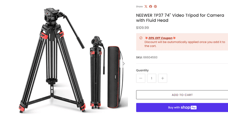 Neewer Video Tripod TP37 w/ Adjustable Head, Like New - Rio Grande Trade